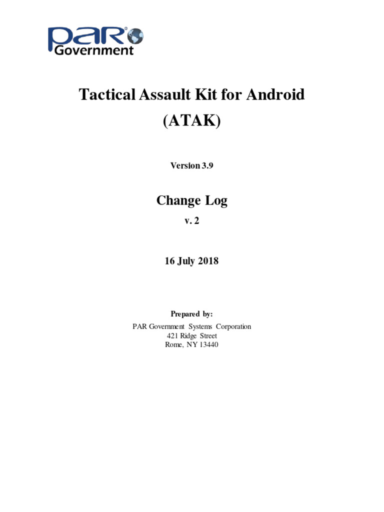 ATAK Change Log | PDF | Databases | Computer Network