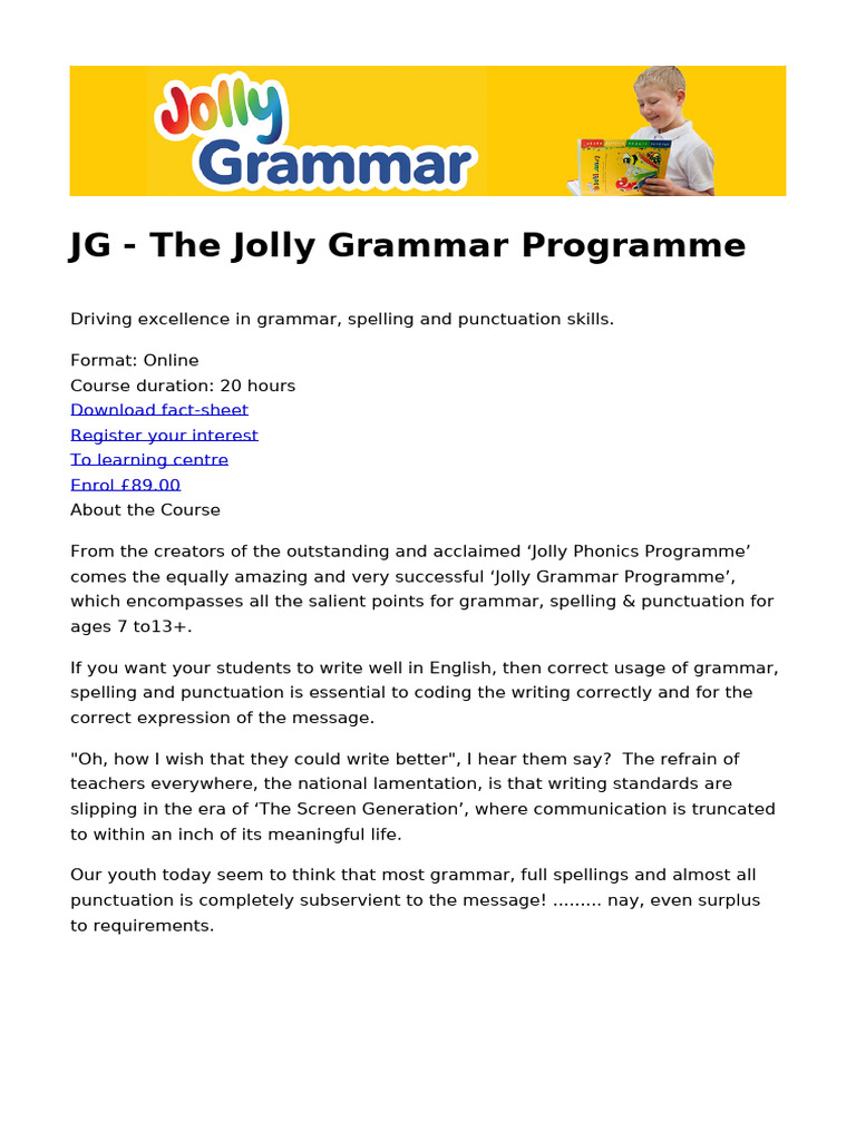 JG The Jolly Grammar Programme | PDF
