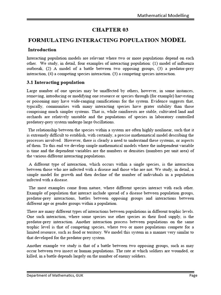 Formulating Interacting Population: Model | PDF