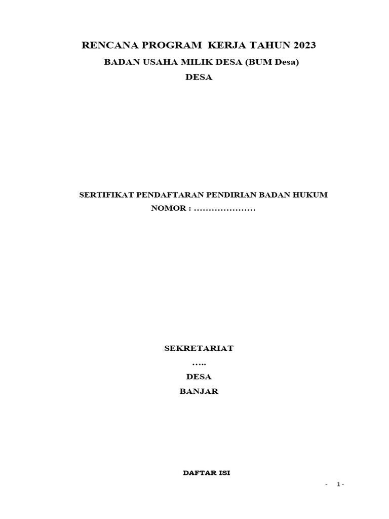 Rencana Program Kerja Bumdesa 2023 | PDF