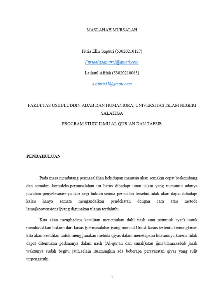 Pemahaman Maslahah Mursalah dalam Hukum Islam | PDF | Agama & Spiritualitas