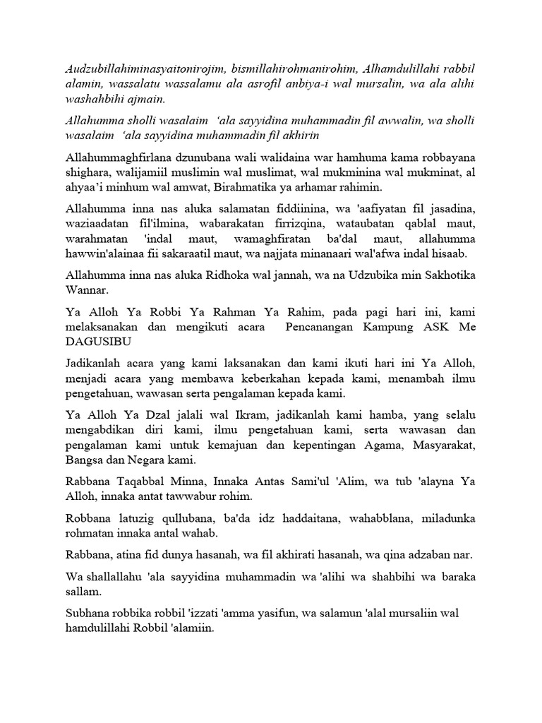 Doa Pembuka Acara Resmi | PDF