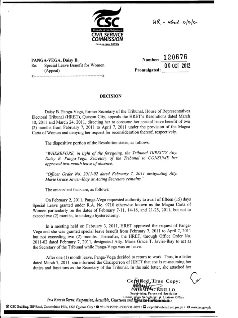 CSC Res No 120676 | PDF