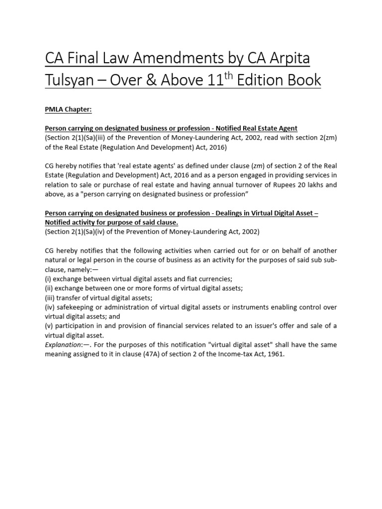 Law Amendments Over & Above 11th Edition - Arpita Tulsyan | PDF
