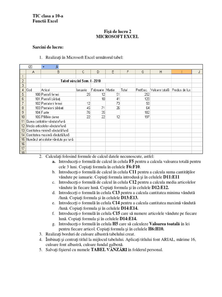 Fisa Excel Functii | PDF