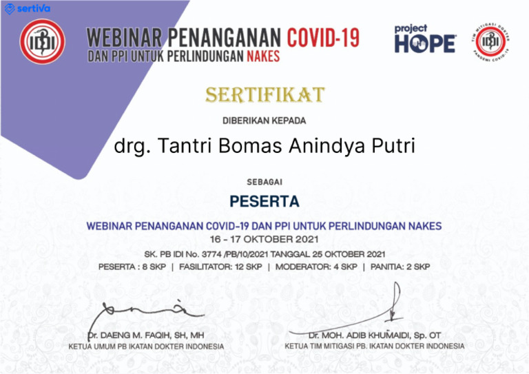 Sertifikat Pelatihan PPI Tantri | PDF