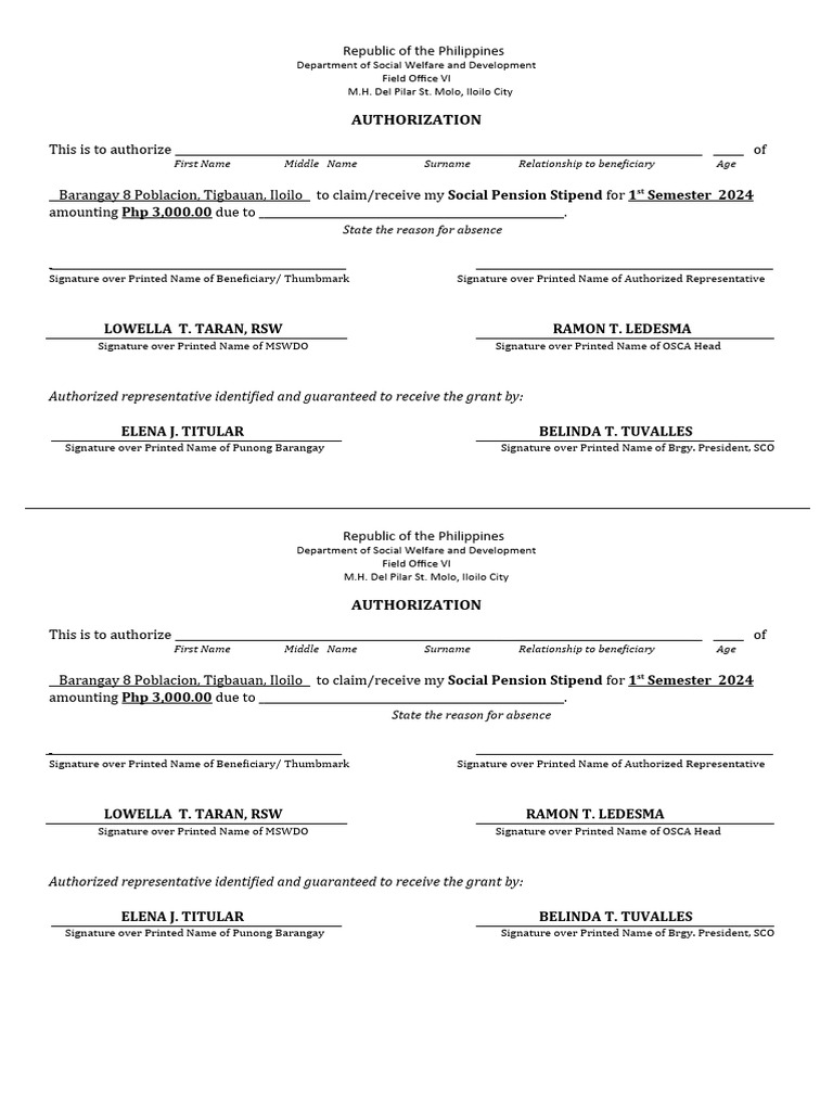 Senior Citizen Authorization | PDF