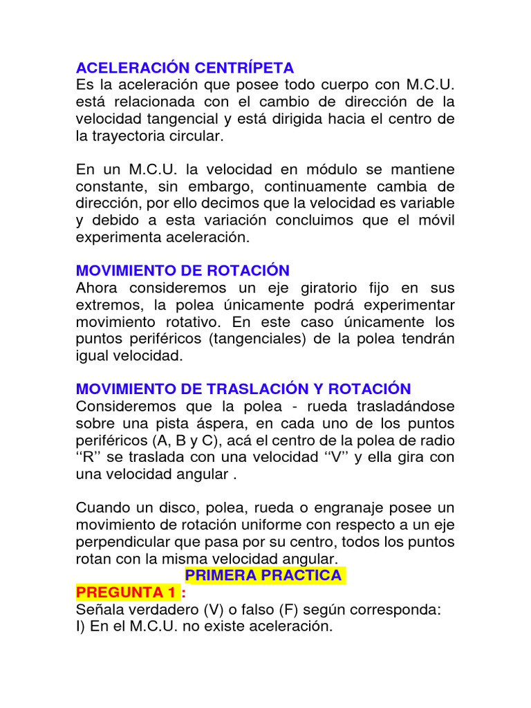 Movimiento Circular Uniforme MCU | PDF