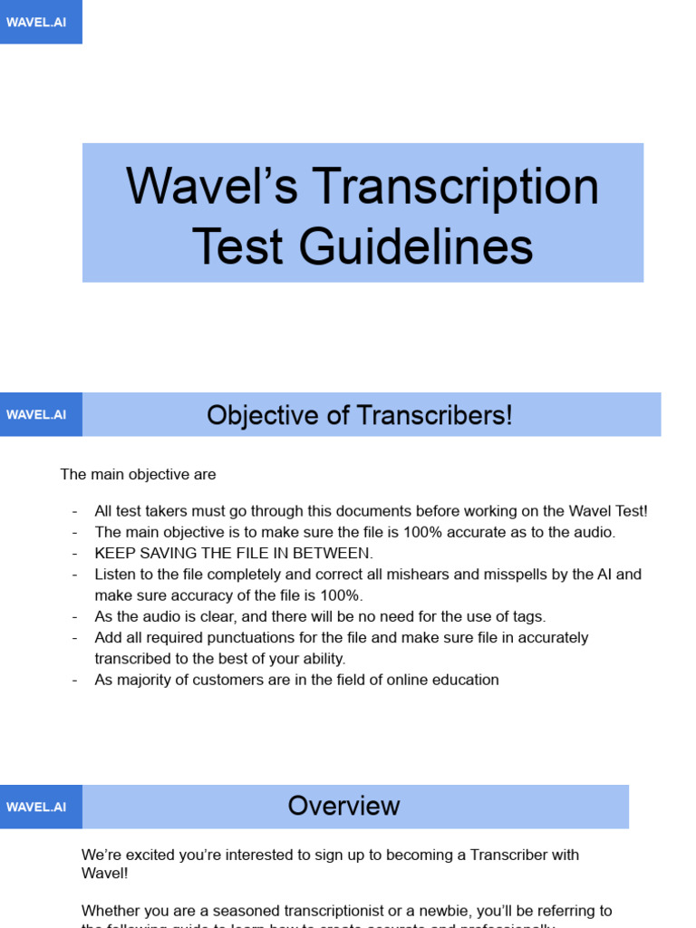 Transcription Test Guidelines | PDF