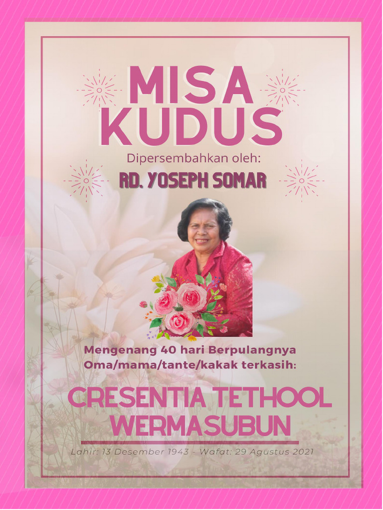 Ibadat Misa Online 40 Hari ALM CRESENTIA TETHOOL WERMASUBUN | PDF