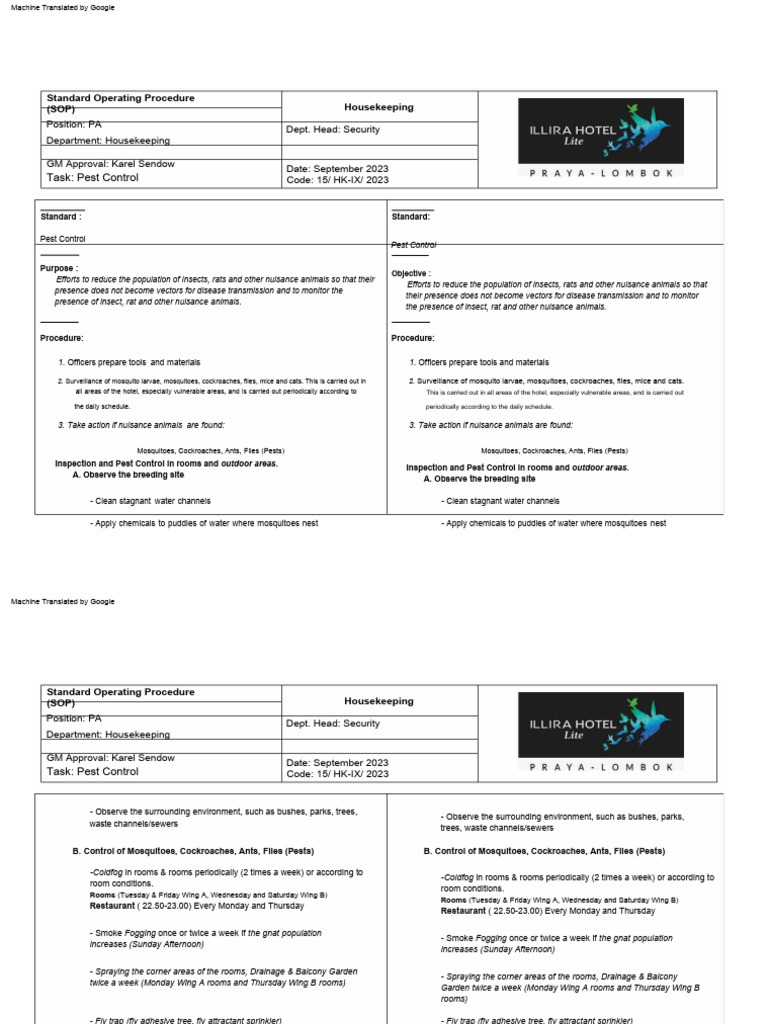 HK - SOP Pest Control (1) | PDF