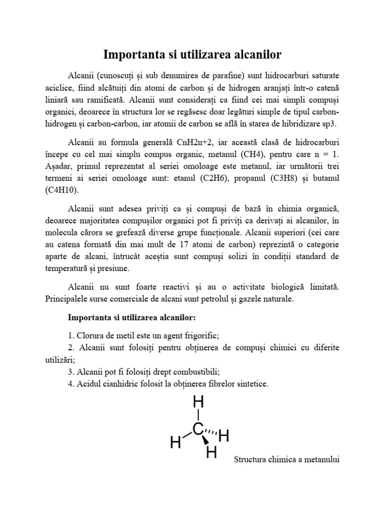 Importanta si utilizarile alcanilor | PDF