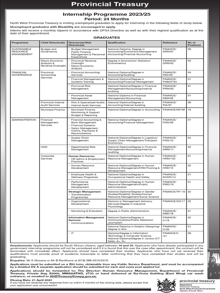 North West Treasury Internship 2023/25 | PDF | Academic Degree | Accounting