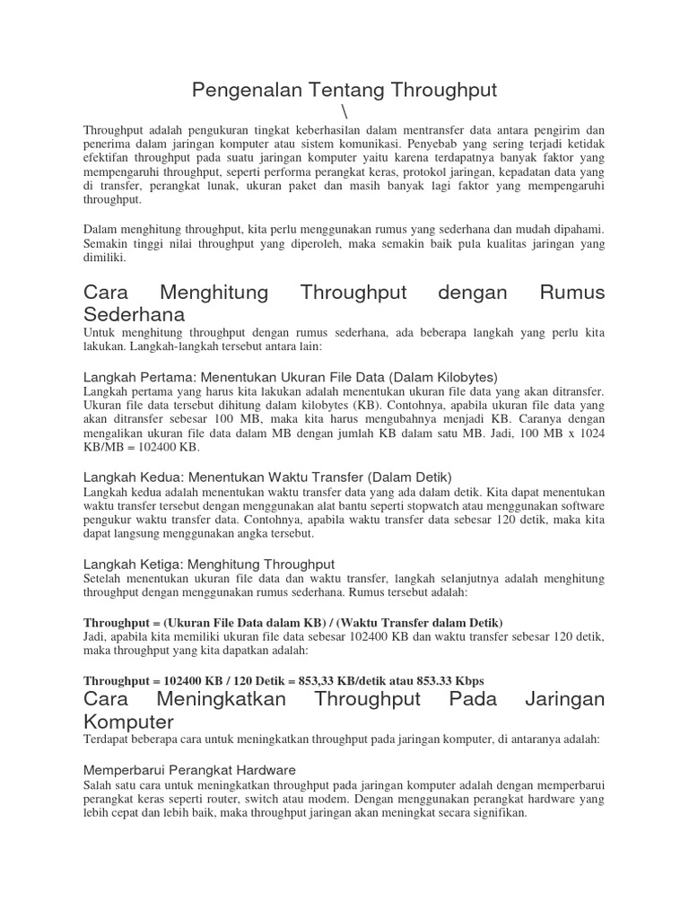 Pengenalan Tentang Throughput | PDF