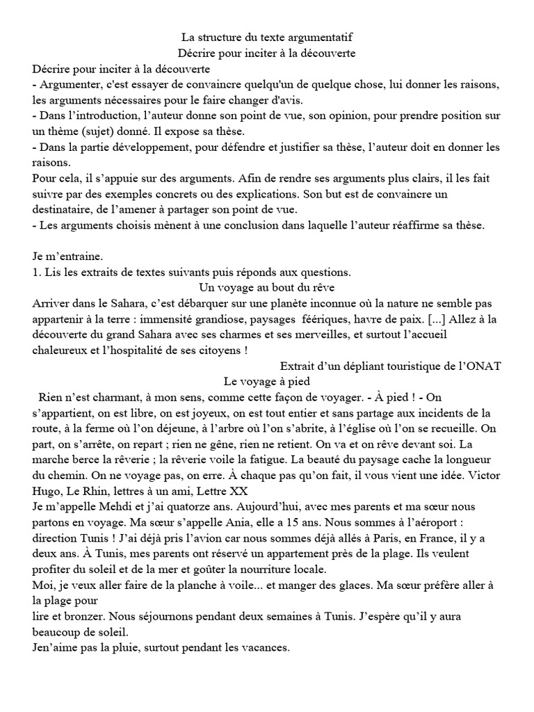 La Structure Du Texte Argumentatif | PDF | Arts du langage et discipline | Poésie