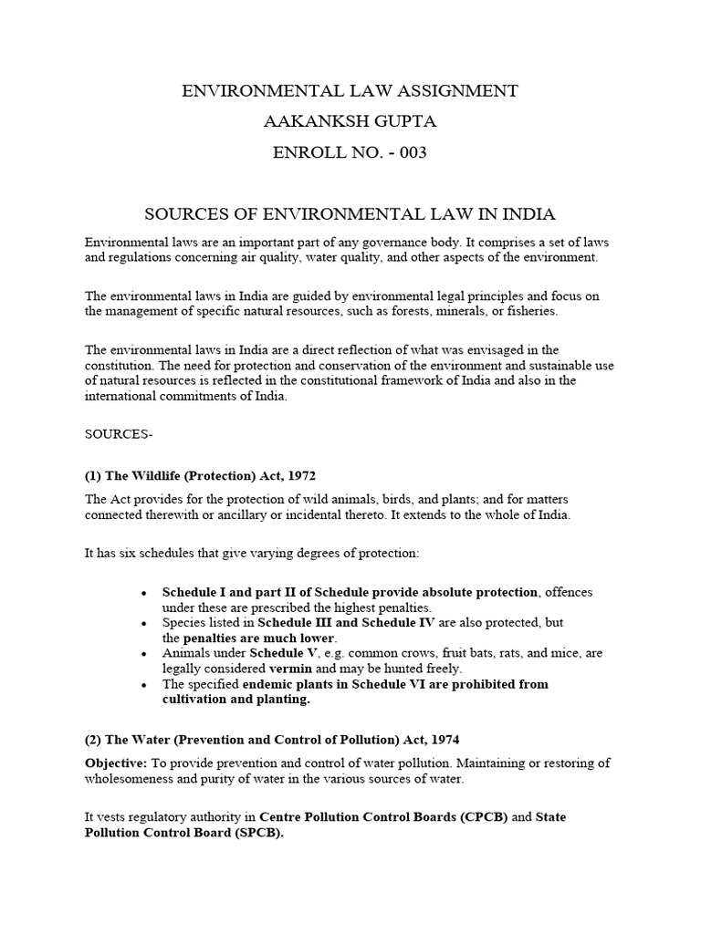 Environmental Law Assignment | PDF | Environmental Law | Environmental ...