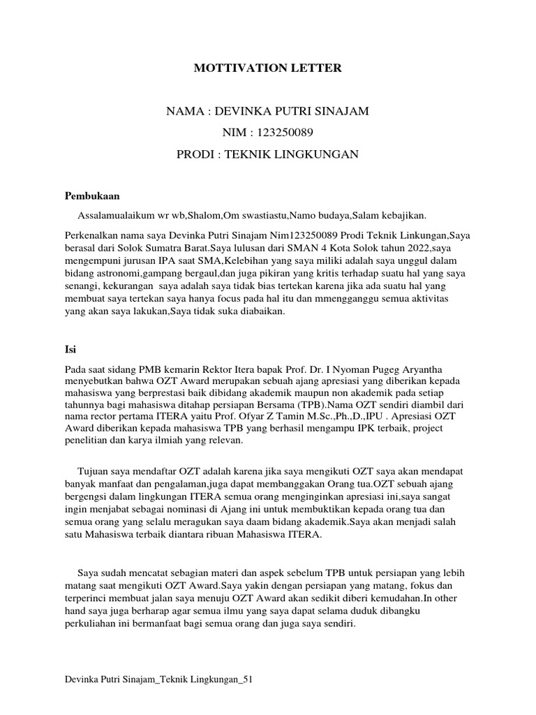 Motlet Recaka Devinka Putri Sinajam 51 | PDF | Karier & Perkembangan