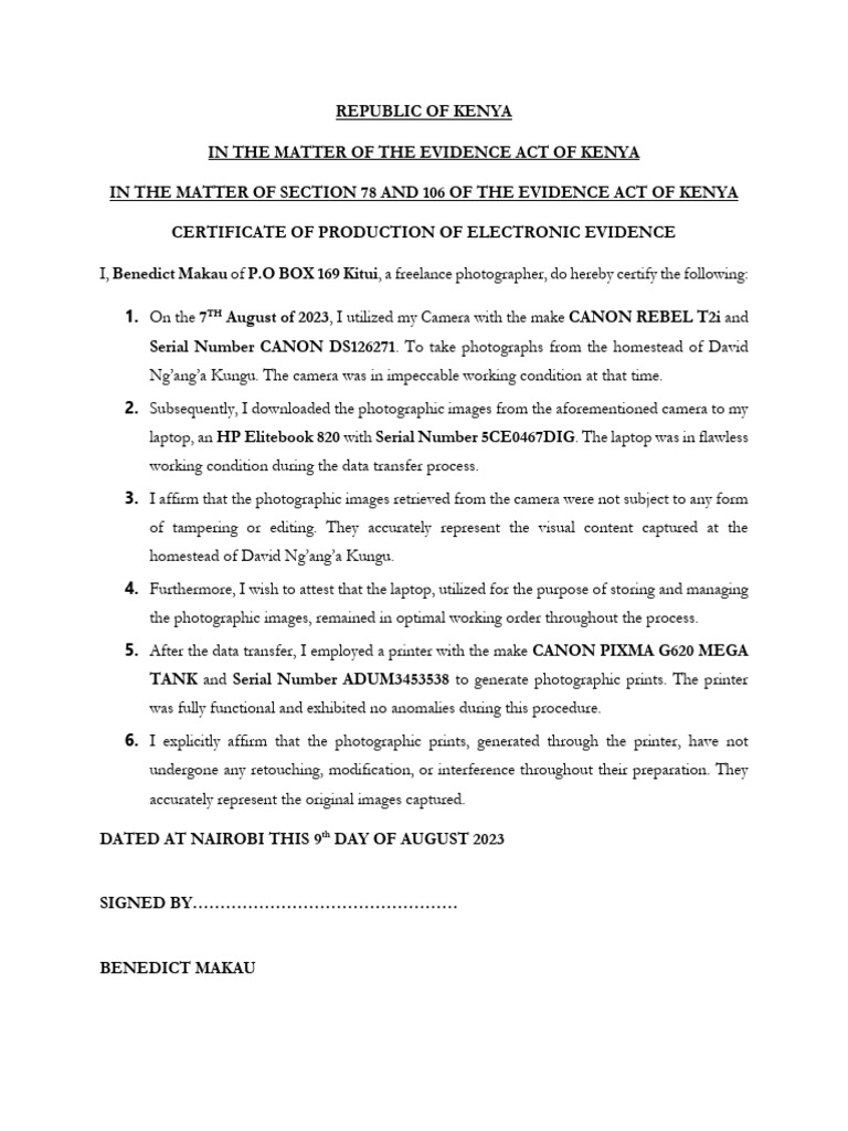 Certificate of production of eletronic prints | PDF