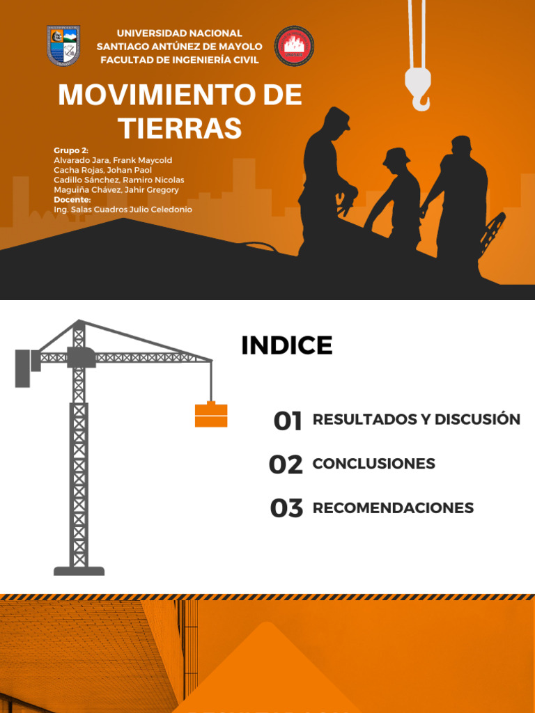PPT - TRABAJO N°1 MOVIMIENTO DE TIERRA - GRUPO 02 | PDF