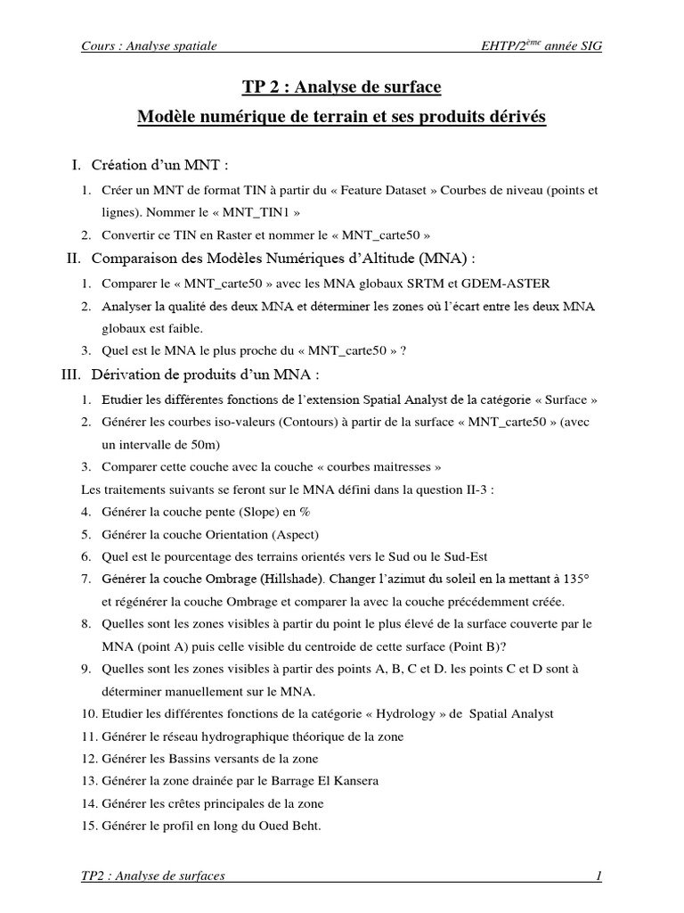 TP2 Analyse de Surface | PDF | Méthodes et références pédagogiques