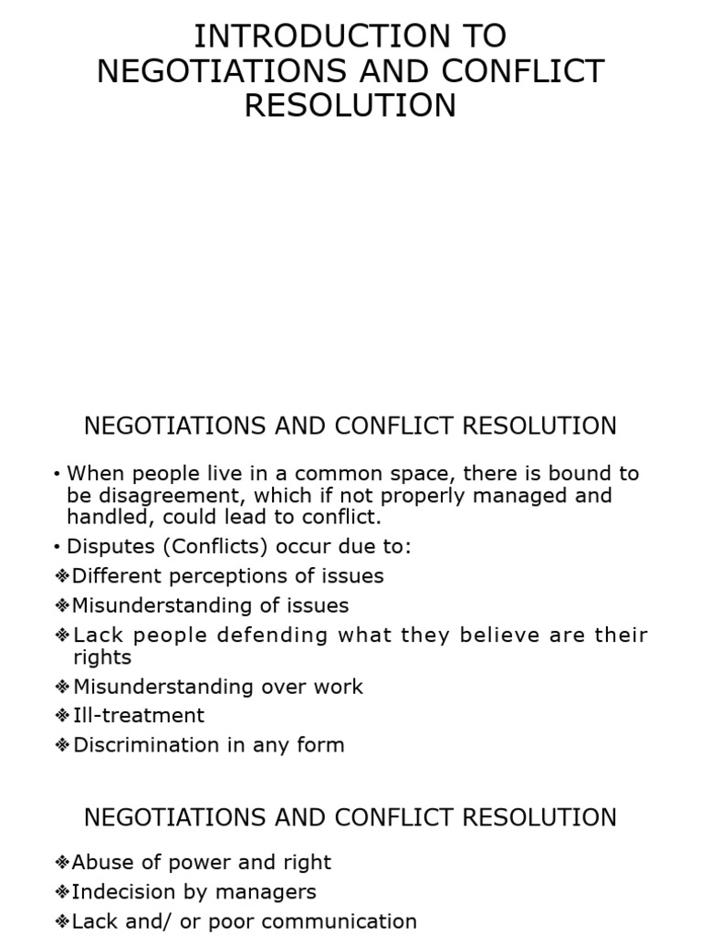 Presentation on Negotiations and Conflict Resolution Training Handbook ...