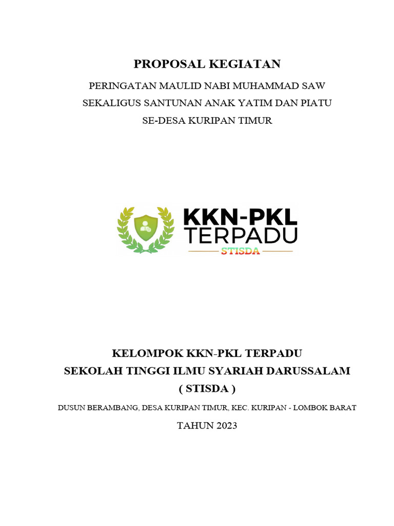 Proposal Kegiatan Maulid KKN Stisda | PDF