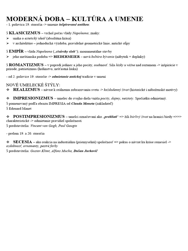 MODERNÃ DOBA - Kultãºra A Umenie | PDF