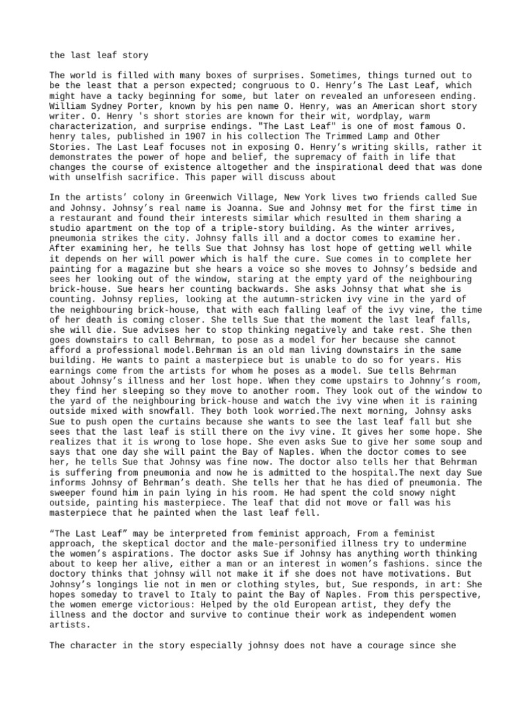 The Last Leaf Story | PDF