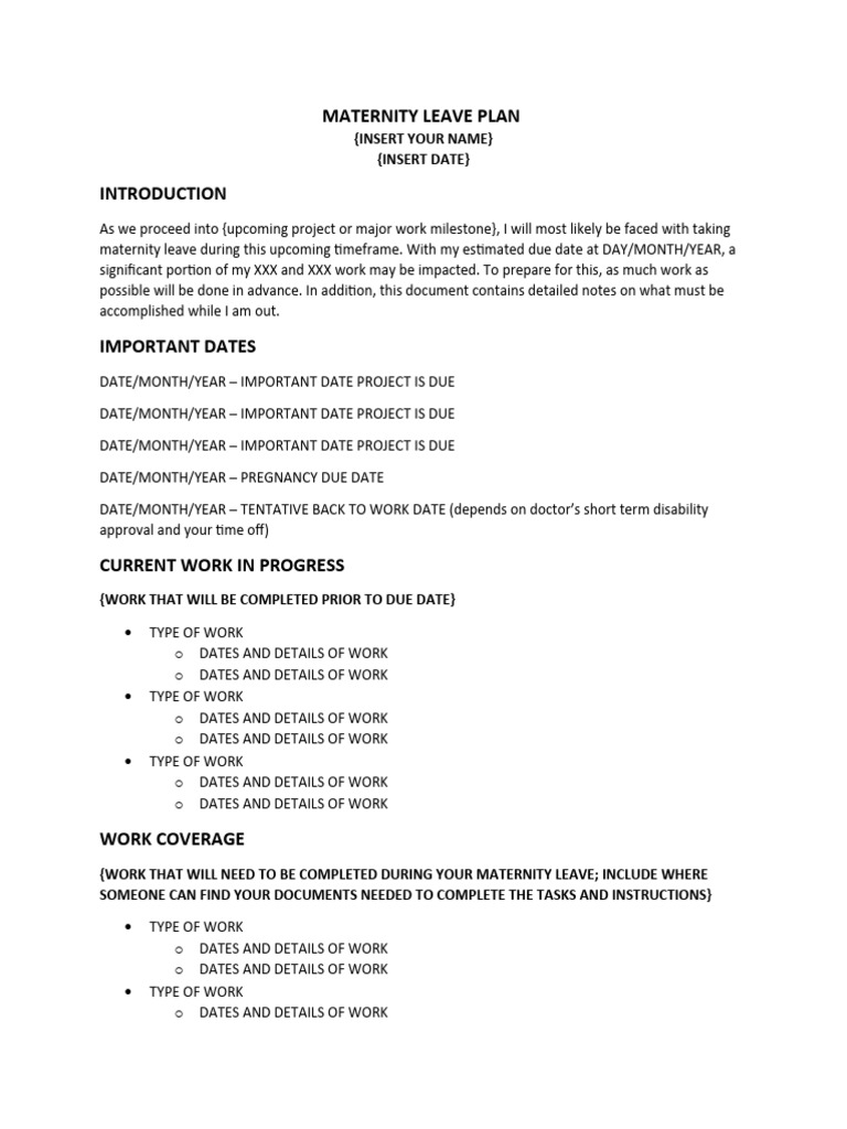 MATERNITY-LEAVE-PLAN-TEMPLATE_NotAPowerCouple | PDF