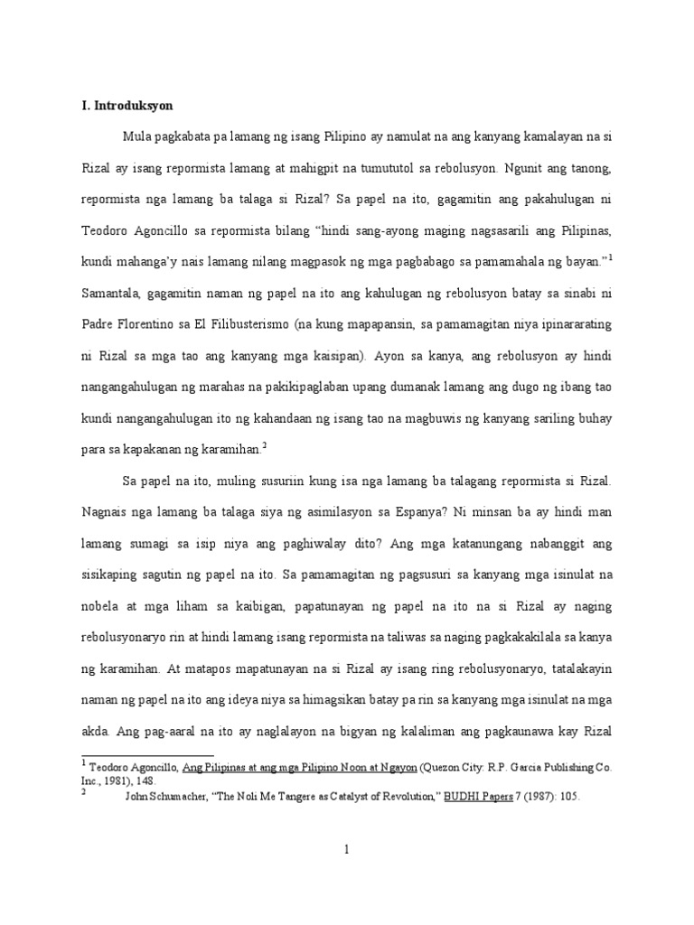 Rizal Repormista o Rebolusyonaryo | PDF