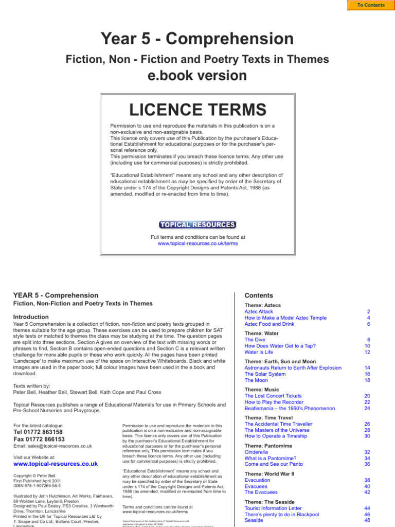 Year 5 - Comprehension: E.book Version | PDF