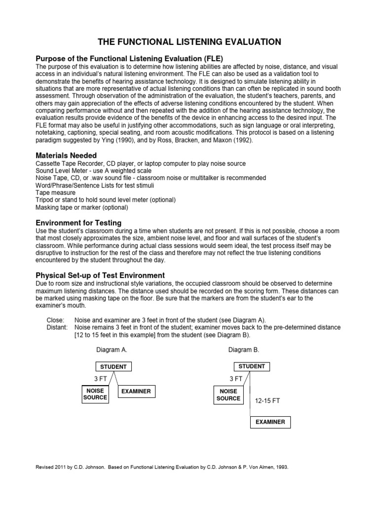 Functional Listening Evaluation - Complete With Phrase Lists - Autocalculate | PDF
