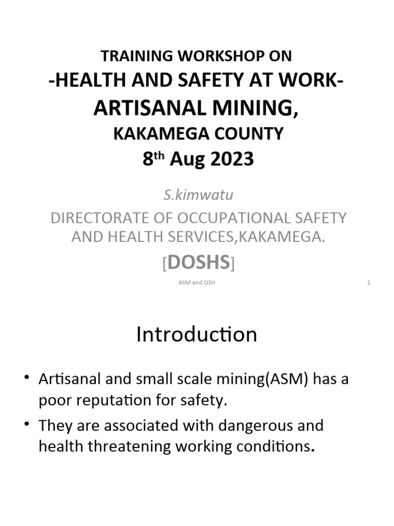 Osha 2007 Overview - Safety and Health at Work-Artisanal Mining-Mar ...