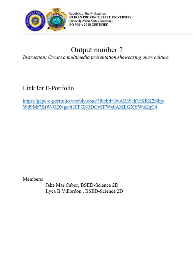 Output No.2 E-Portfolio | PDF