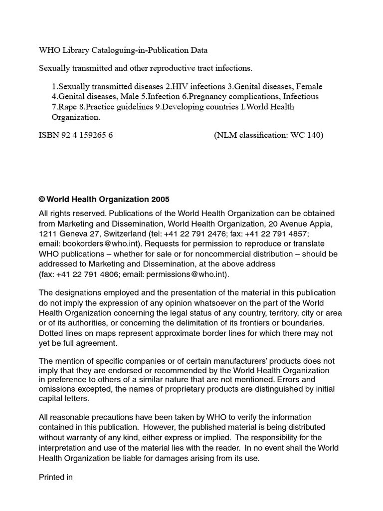 STIs and Reproductive Health Guidelines | PDF