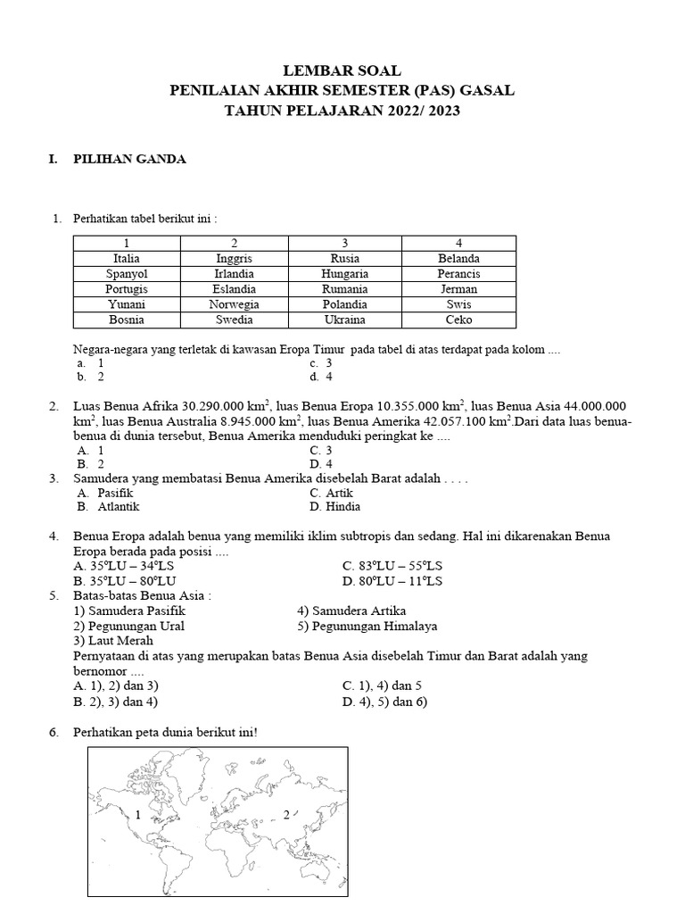 Soal Pas Kelas 9 Ips | PDF