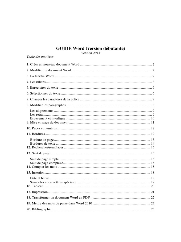 Guide Word 2013 pour débutants | PDF | Microsoft Word | Mise en page