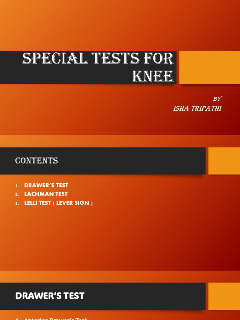 Special Tests of Knee-2 | PDF | Teaching Methods & Materials