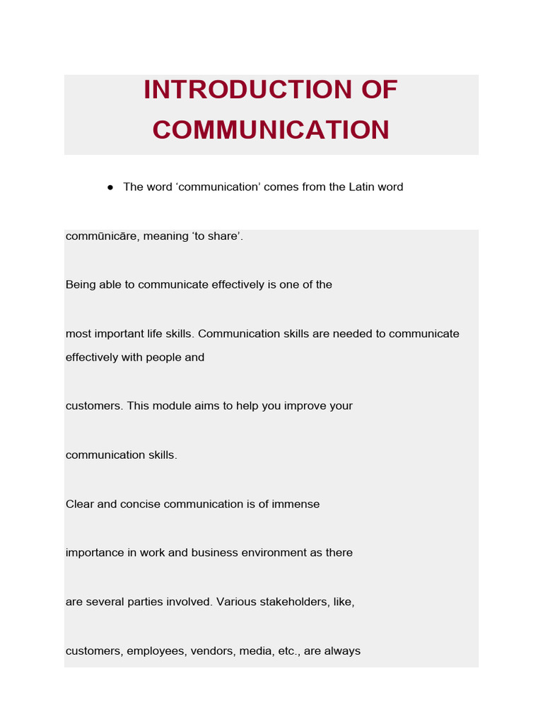 Introduction of Communication | PDF