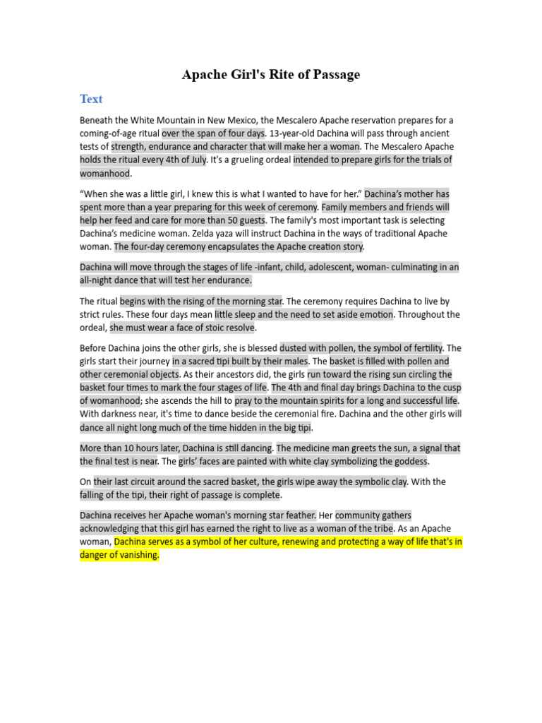 Apache Girl's Rite of Passage | PDF