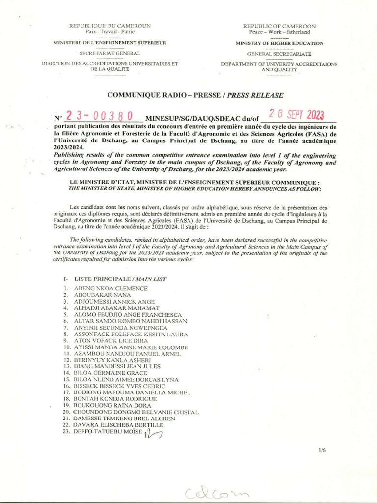 FASA UDs 2023 - 1ere Annee Cycle de Ing de La Filiere Agronomie Et de ... FASA UDs 2023 - 1ere Annee Cycle de Ing de La Filiere Agronomie Et de ...