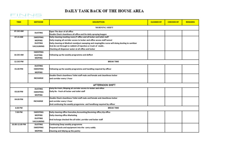 Daily Task Section Office | PDF