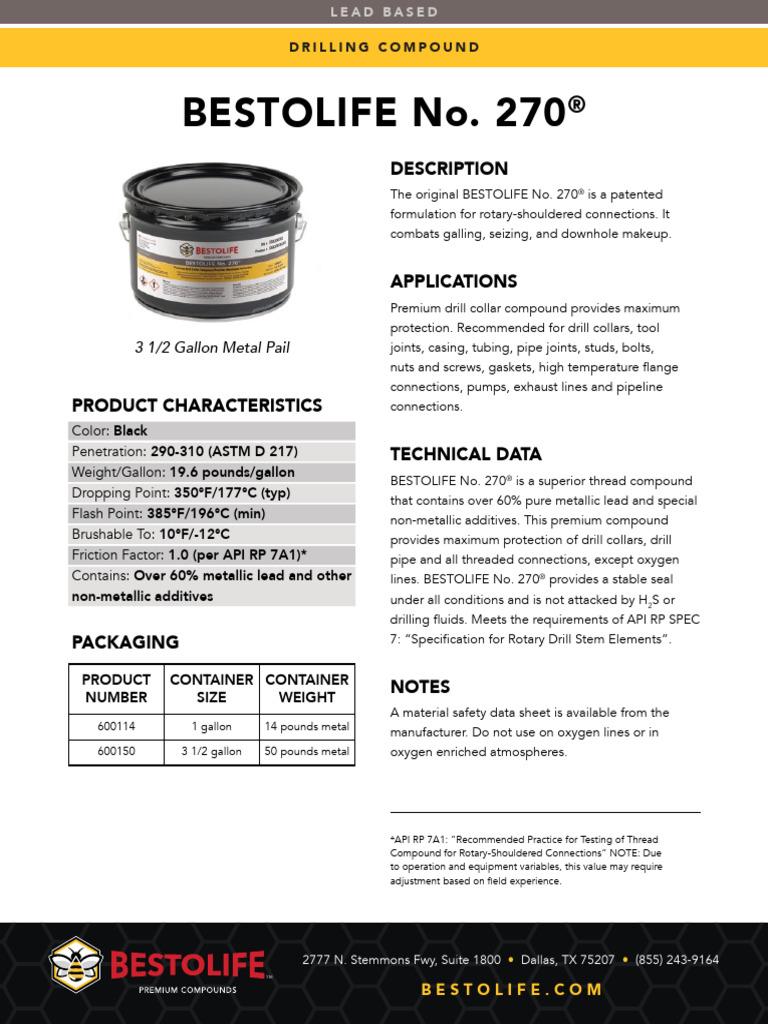BESTOLIFE No 270 Specification Sheet | PDF