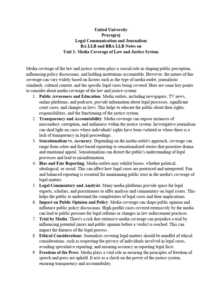 Legal Journalism Unit 1 | PDF