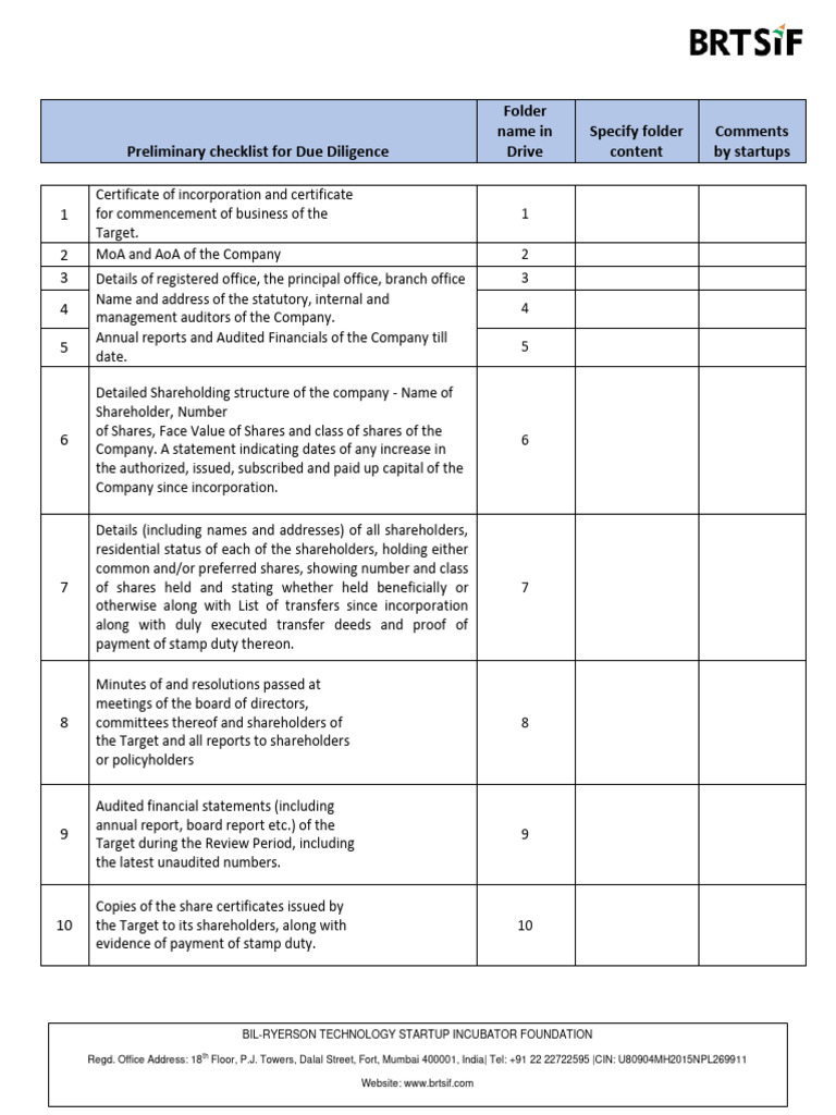 BRTSIF NIDHI-SSS DD Checklist | PDF
