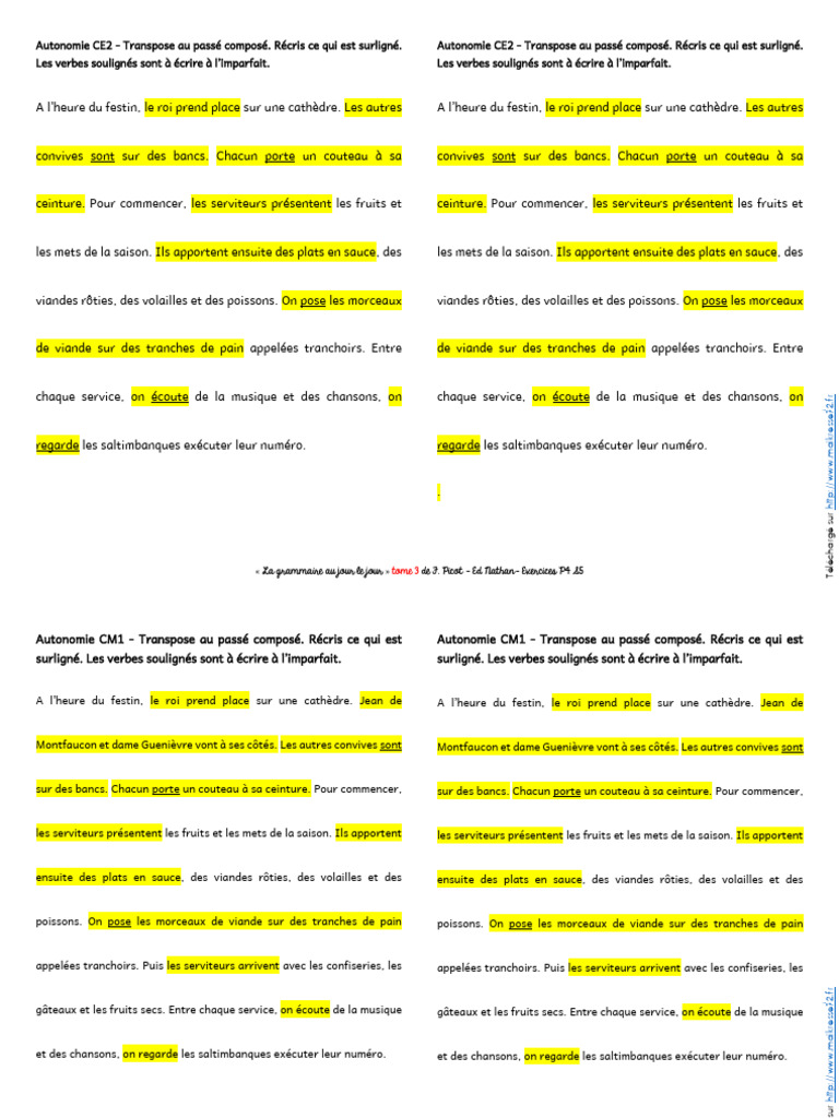 Tome 3 - P4 S5 Autonomie Transposer Au Passé Composé | PDF