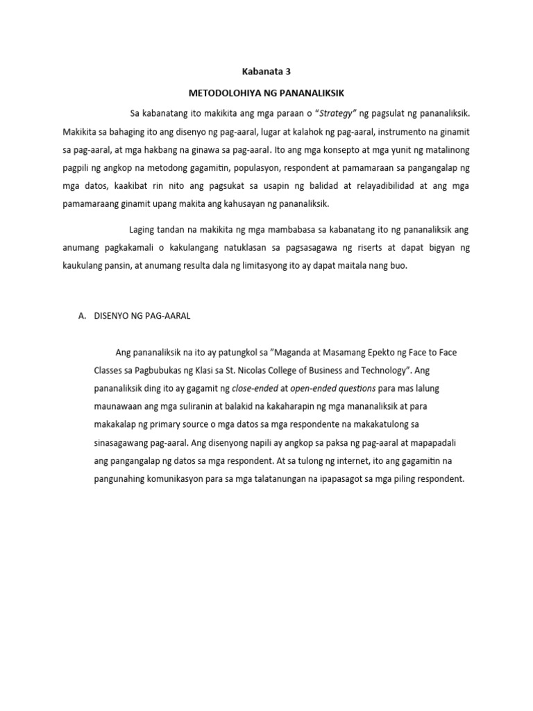 Kabanata 3 Disenyo NG Pag Aaral | PDF
