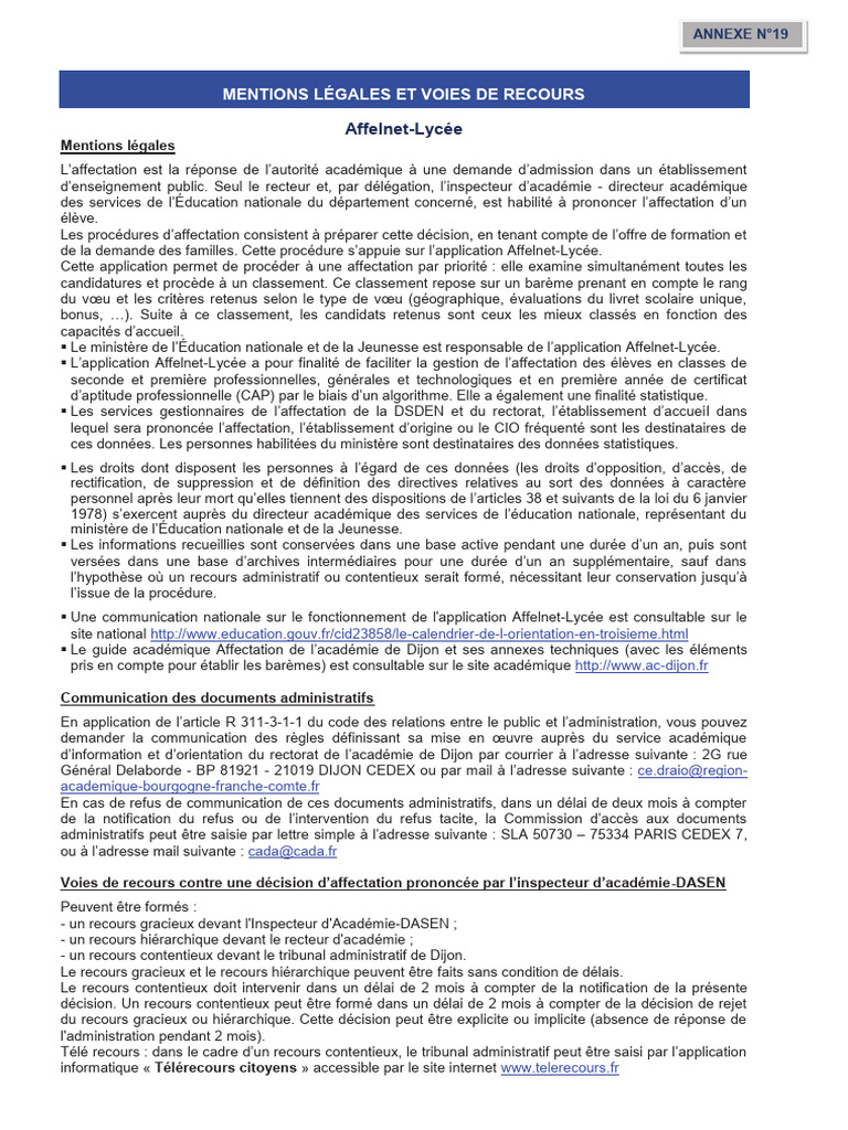 Annexe 19 - Mentions Légales Et Voies de Recours | PDF