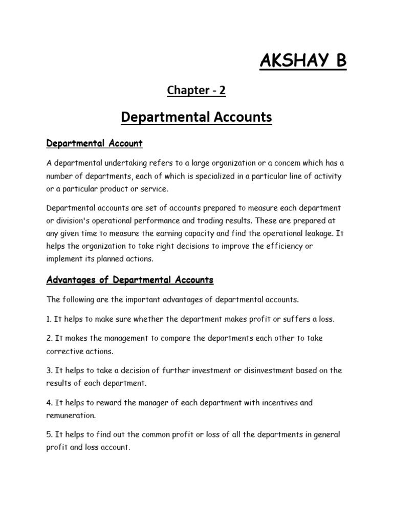 Departmental Acc | PDF | Finance & Money Management