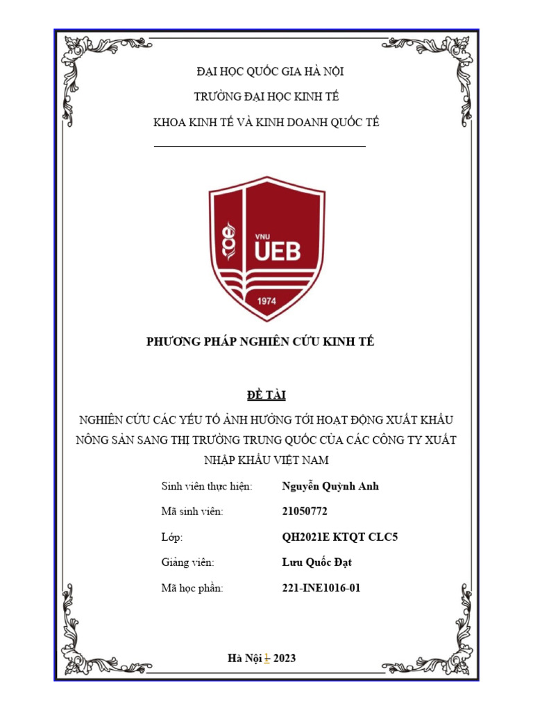 Bài cuối kỳ PPNCKT | PDF